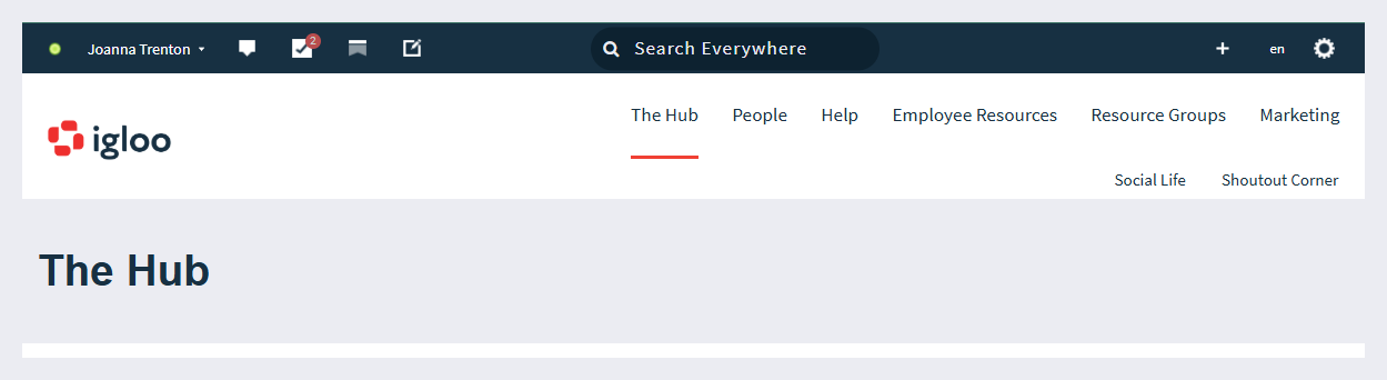 Enabling the sub-navigation bar of a page – Igloo Help Center